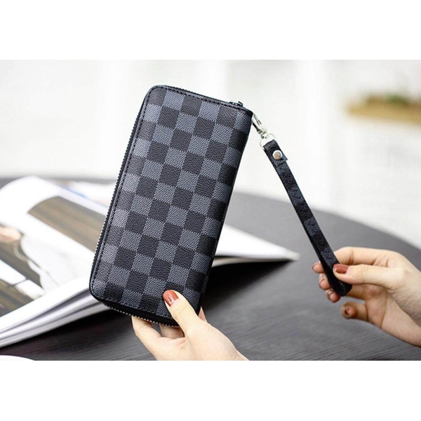 MICOLE WF4029 Long Wallet Women PU Leather Zip Pouch Purse black flower ...